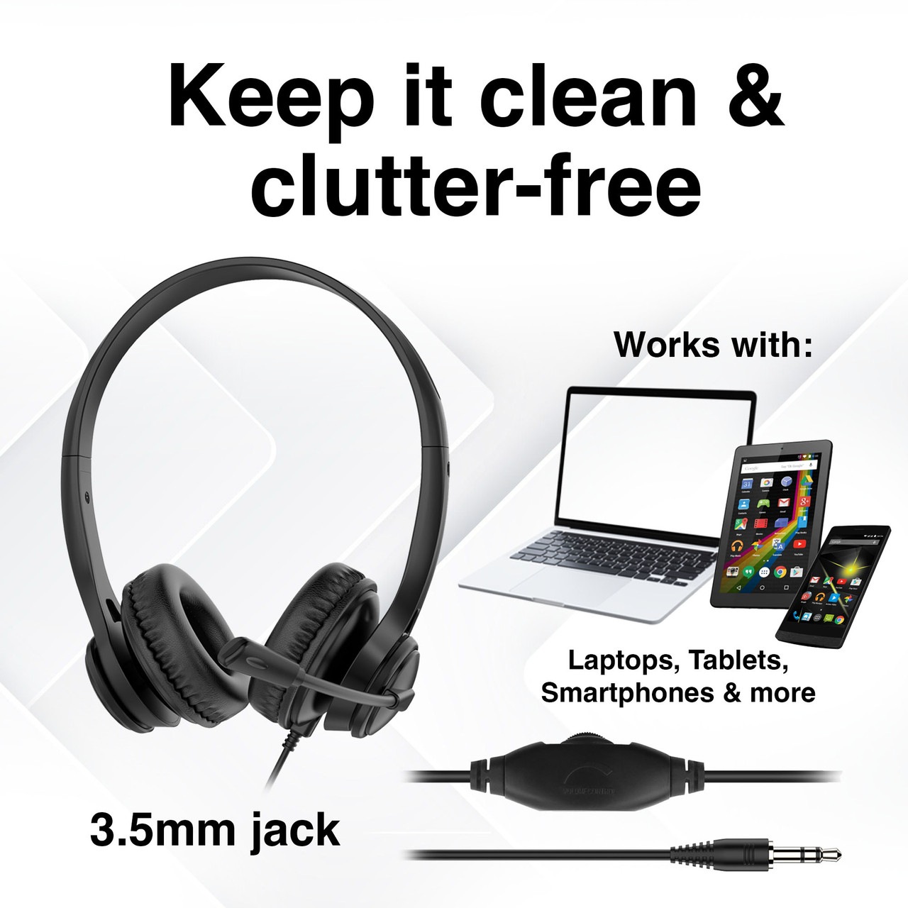 Buy Laser Wired Headset with Boom Mic and 3.5mm Jack for Study Work ...