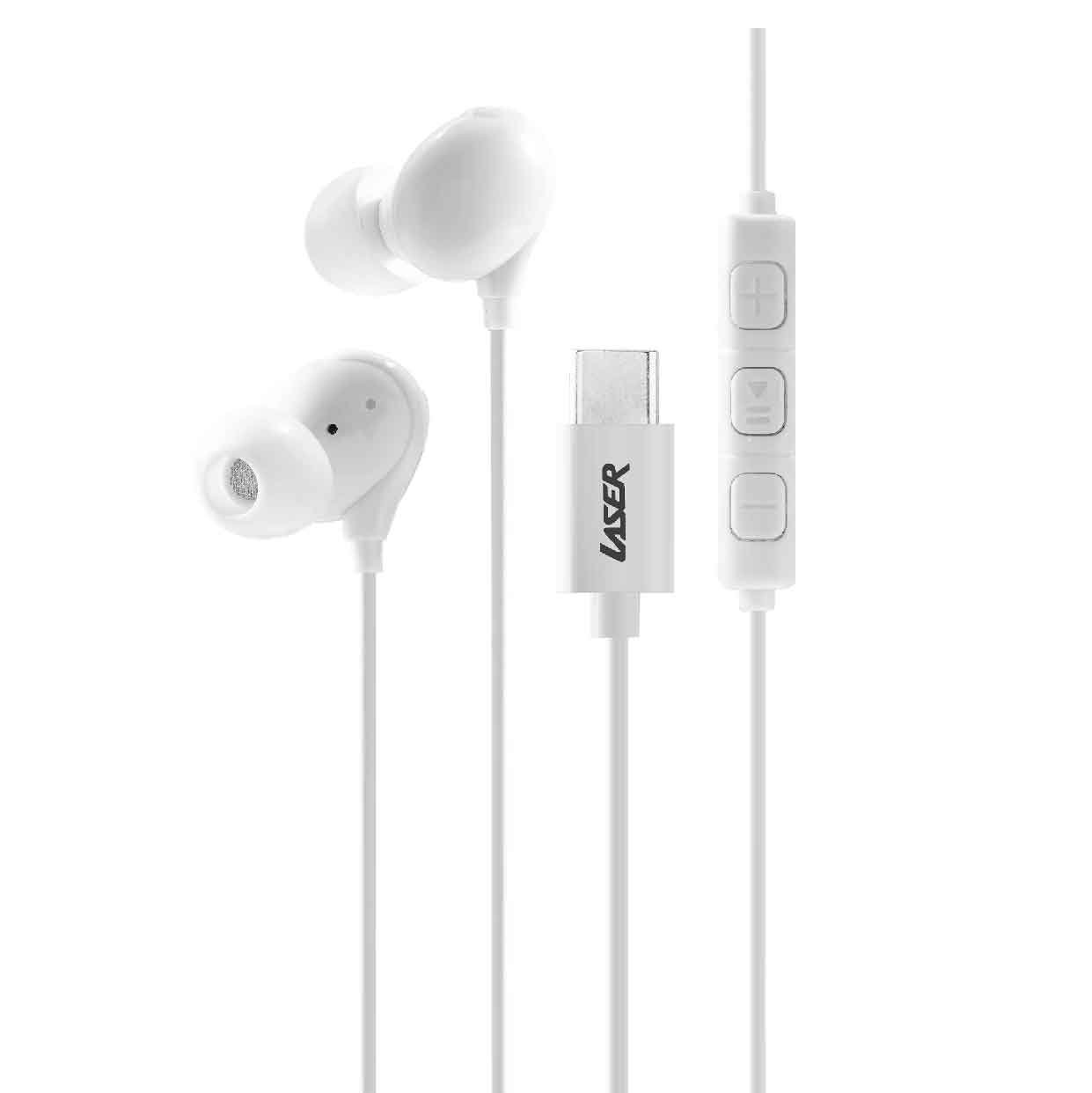 Buy Laser Wired White Earphones with USB-C & Inline Controls - Crystal ...