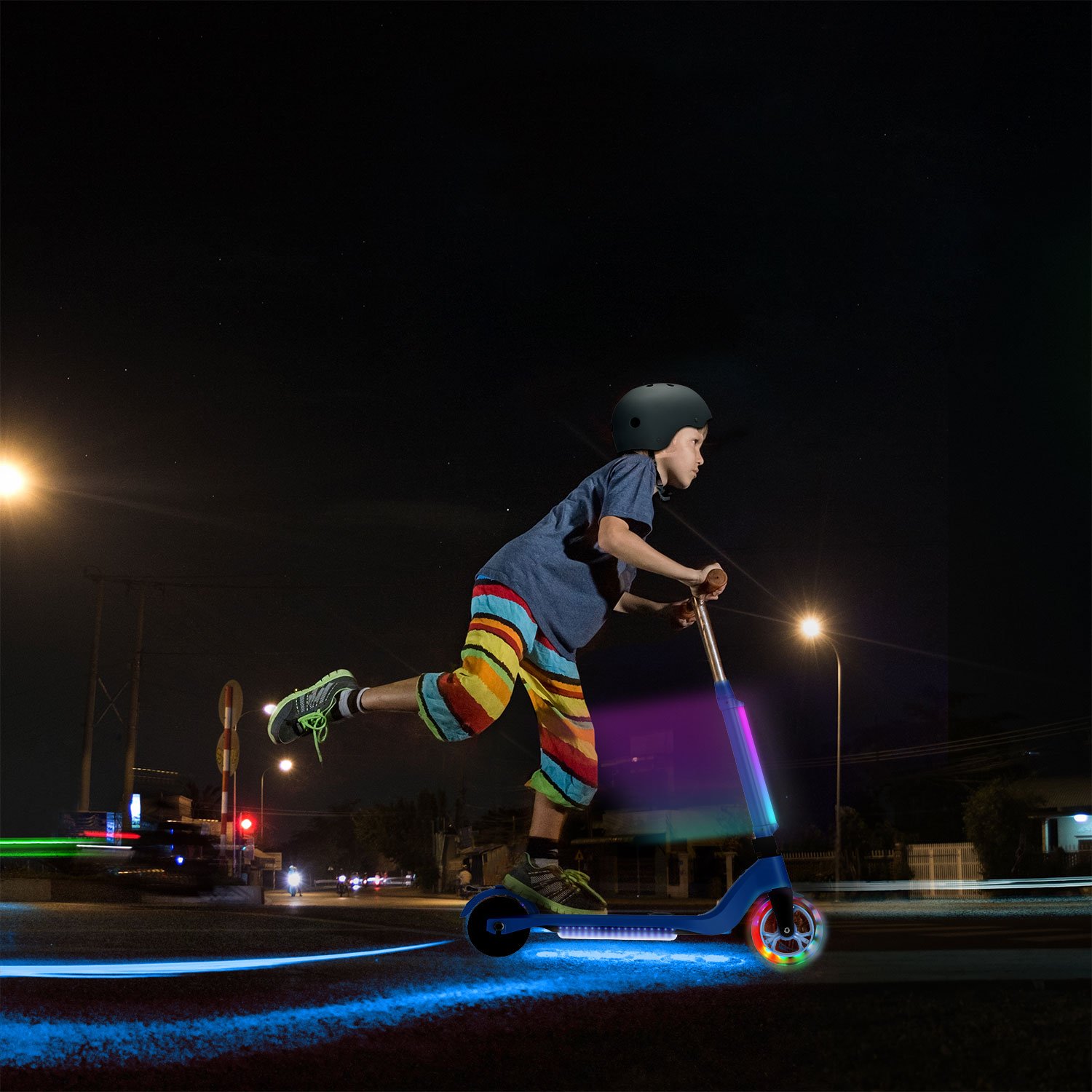 Buy Navig8r Kids Electric LED Scooter Blue - MyDeal Australia