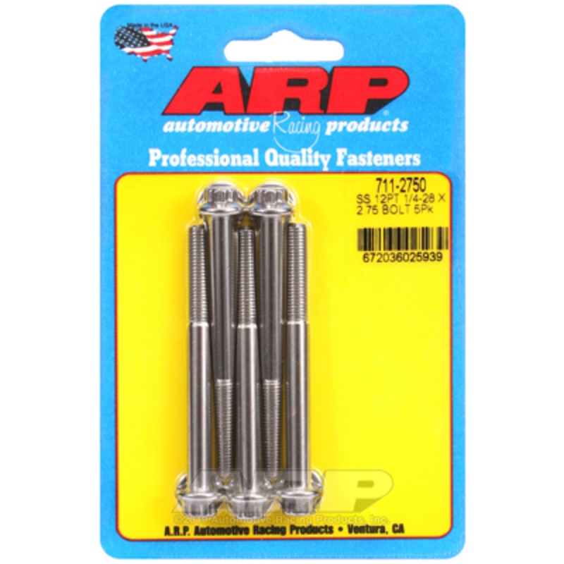 Buy ARP 5-Pack Bolt Kit 12-Point Head S/S 1/4" UNF x 2.750" UHL 5/16 ...