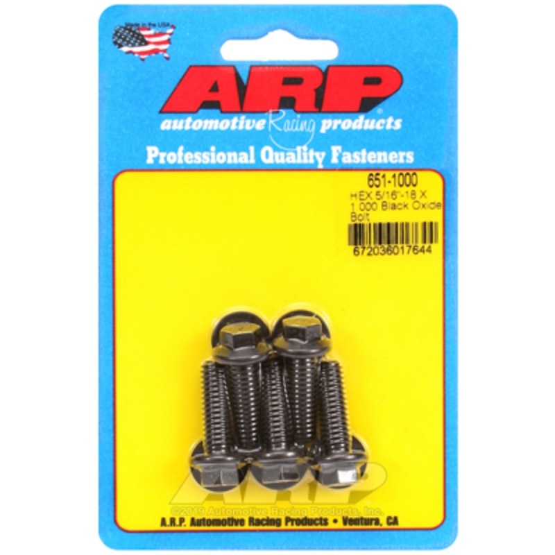 Buy ARP 5-Pack Bolt Kit Hex Head Black Oxide 5/16" UNC x 1.000" UHL 3/8 ...