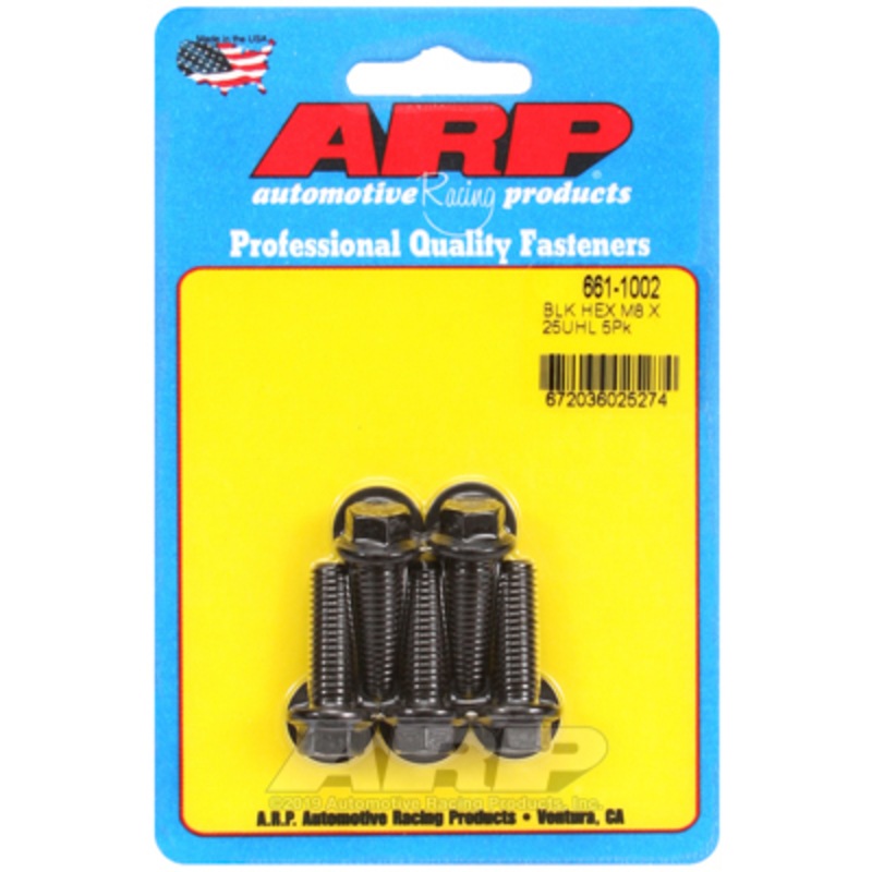 Buy ARP 5-Pack Bolt Kit Hex Head Black Oxide M8 x 1.25 Thread x 25mm ...