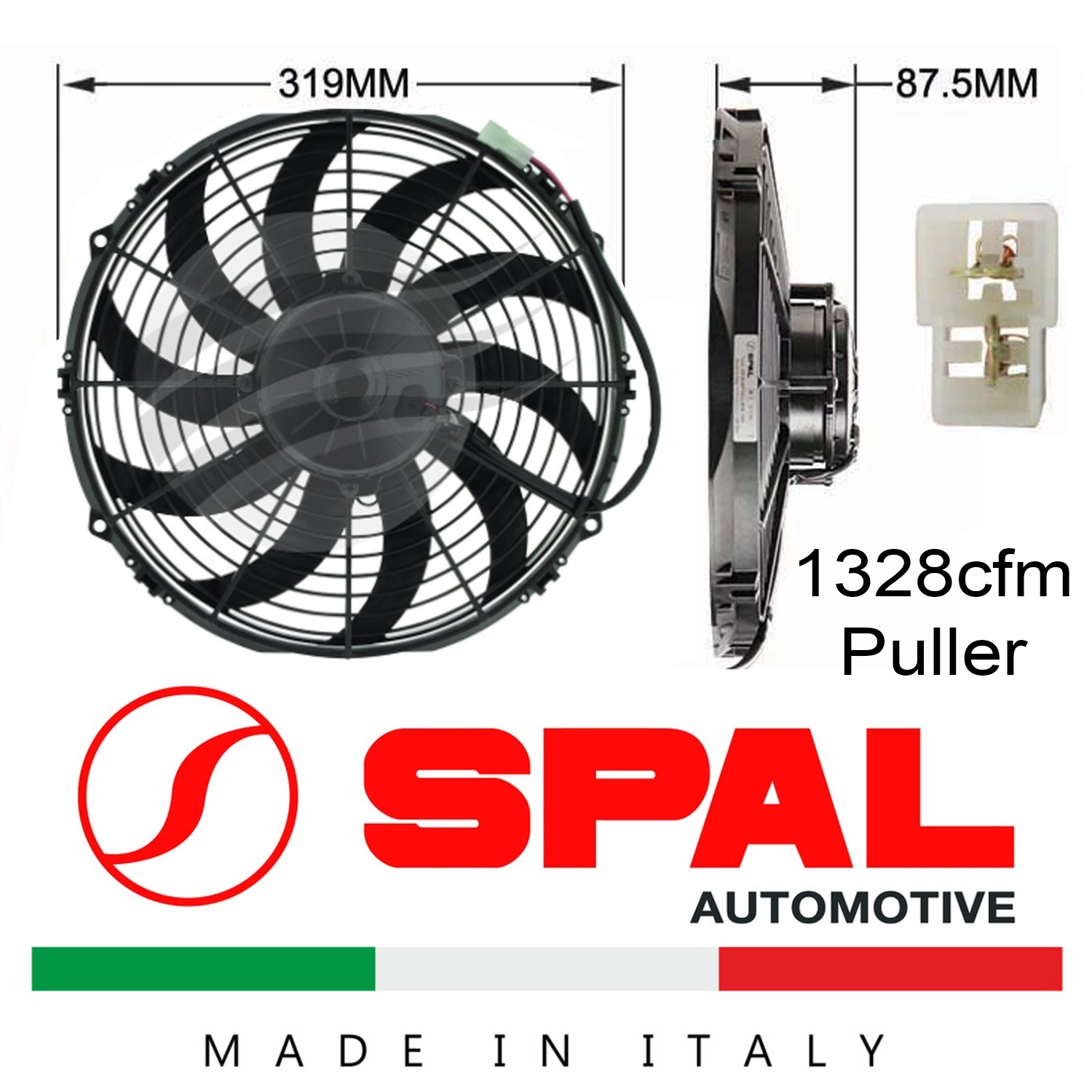 Buy SPAL 12" electric thermo fan skew blade puller 12-volt 2250m3/h ...