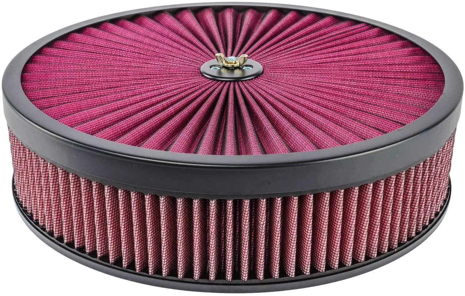 Buy Universal drop recessed base air filter red 14" x 3" hot rod custom ...