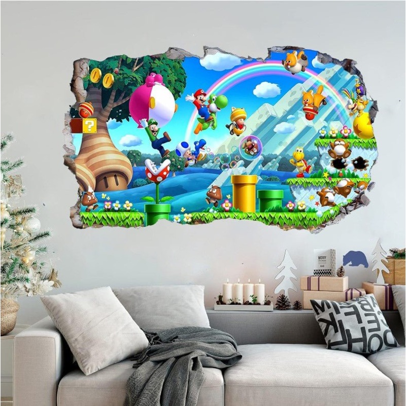 Buy DIY Wall Stickers Removable Super Mario Game Kids Mural Room Decal ...