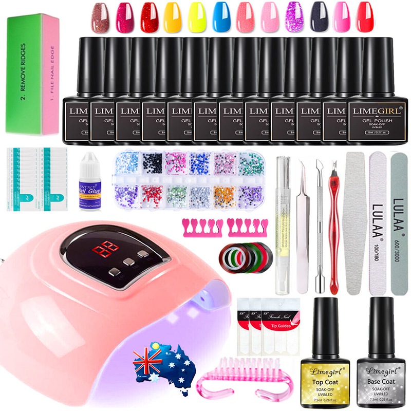 Buy 12 Pieces Set Gel Nail Polish Starter Kit 54W UV LED Lamp Dryer ...