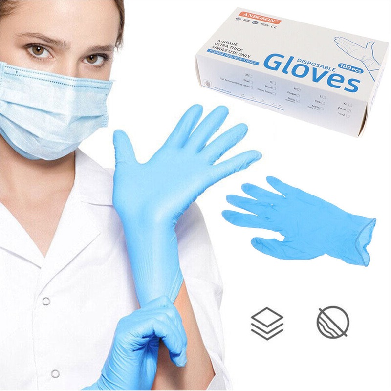 Buy 100Pcs Thick Disposable Nitrile Gloves Glove Rubber Powder Free ...