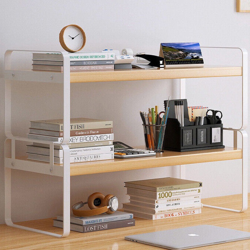 Buy 2 Layer Desktop Storage Rack Shelf Desk Bookshelf File Organizer ...