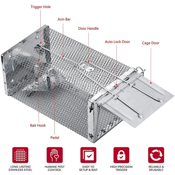 Buy 4X Humane Rat Trap Cage Live Animal Catch Pest Rodent Mouse Bait ...