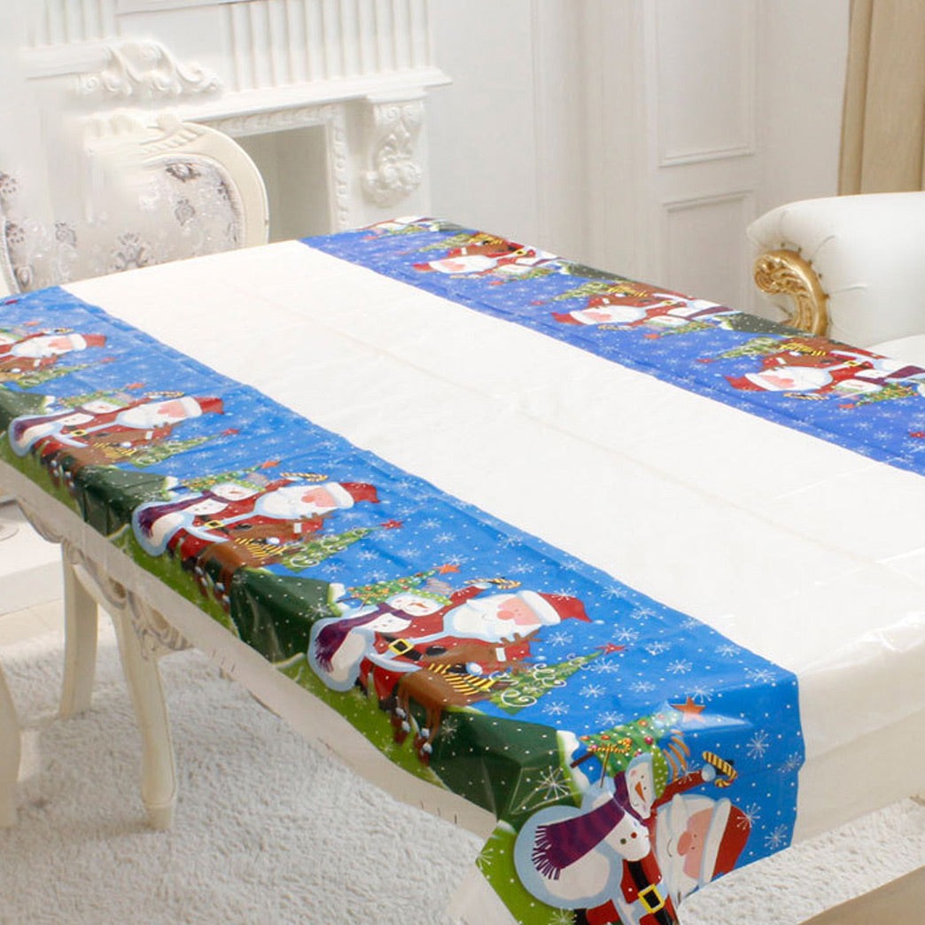 Buy 2packs Christmas Tablecloth Table Rectangle Cover Blue Santa ...