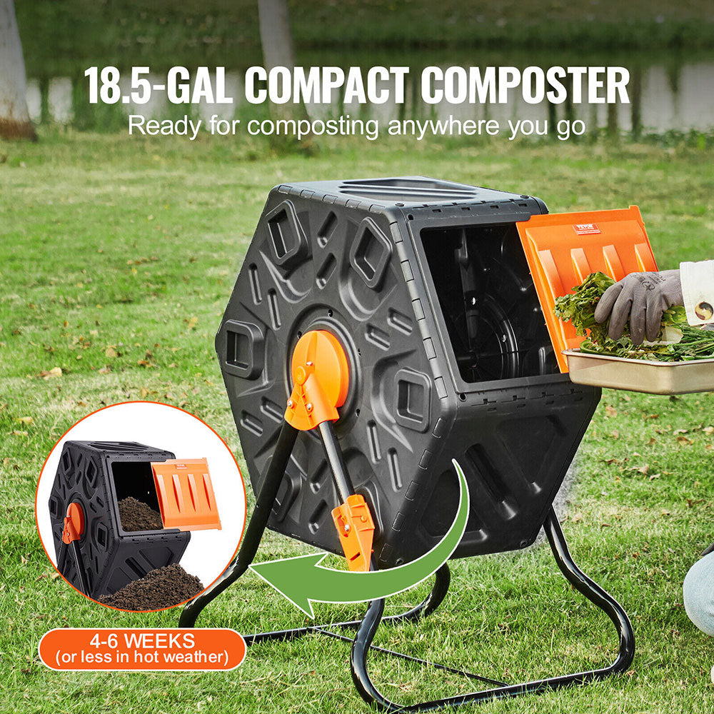 Buy Compost Bin 70L Composter Tumbler Rotating Outdoor with Sliding ...