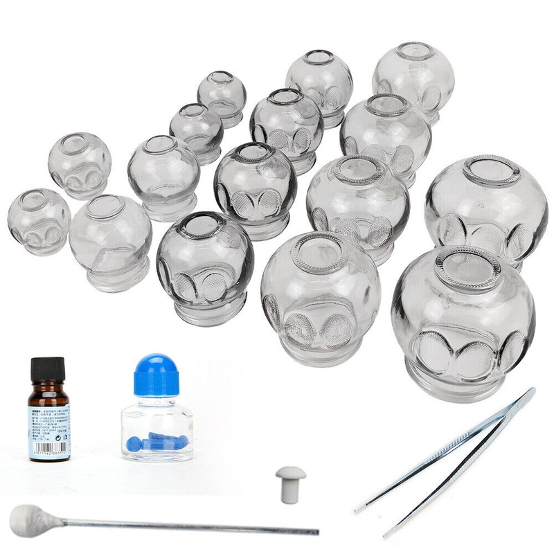 Buy Glass Cupping Set 16 Jars Pain Relief Therapy Kit Back Massage ...