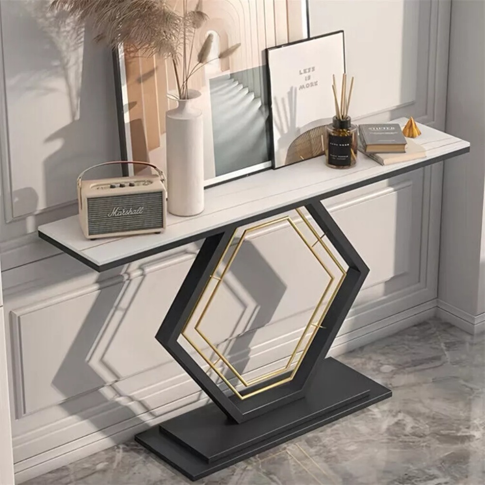 Buy Heavy Duty Marble Console Table Solid Geometric Base Sofa Side ...