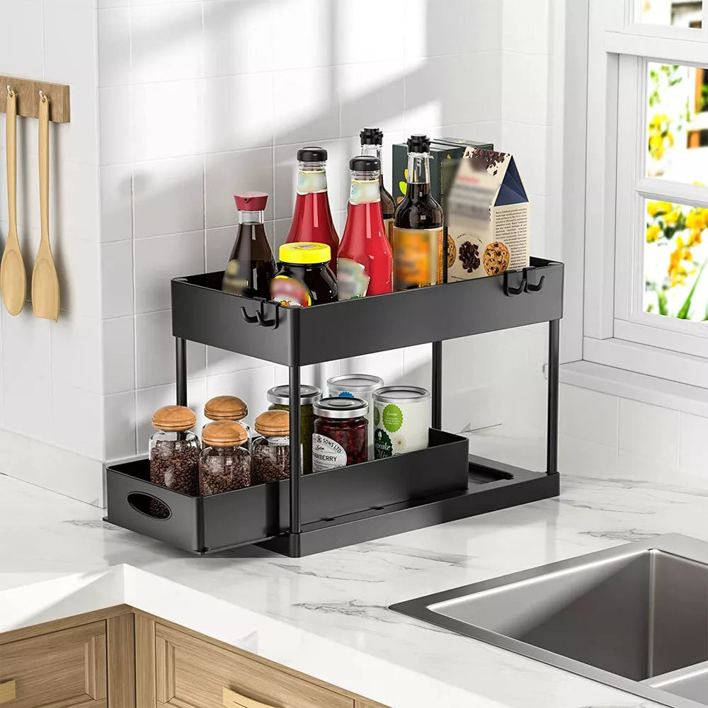 Buy Kitchen Organizer Under Sink Organizer Sliding Drawer Storage Rack ...