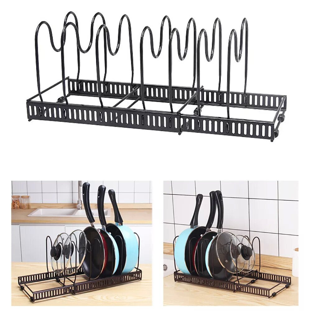 Buy Kitchen Pot Lid Frying Pan Organizer Shelves Storage Rack Cookware ...
