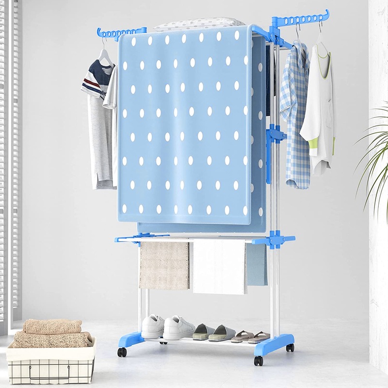 Buy Movable Foldable Clothes Airers Drying Rack Slidable Wheels Space ...