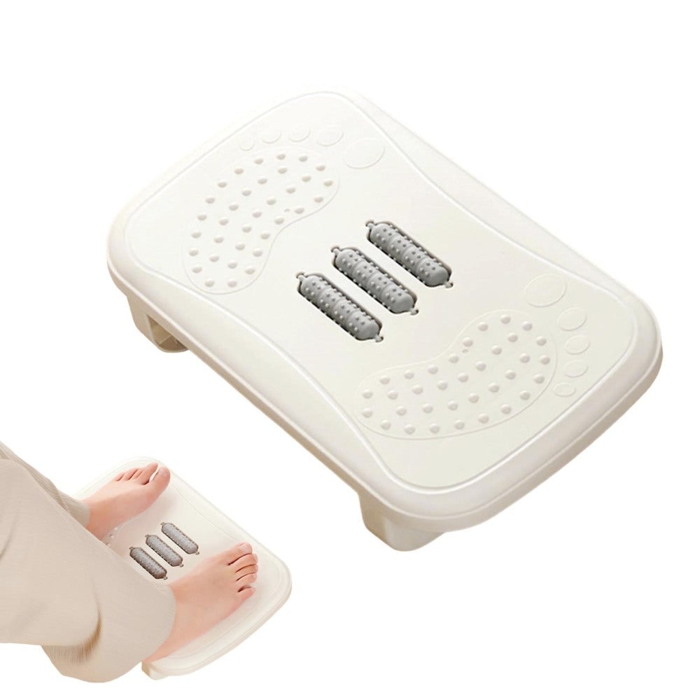 Buy White Under Desk Footrest Ergonomic Foot Stool w/ Massage Roller ...