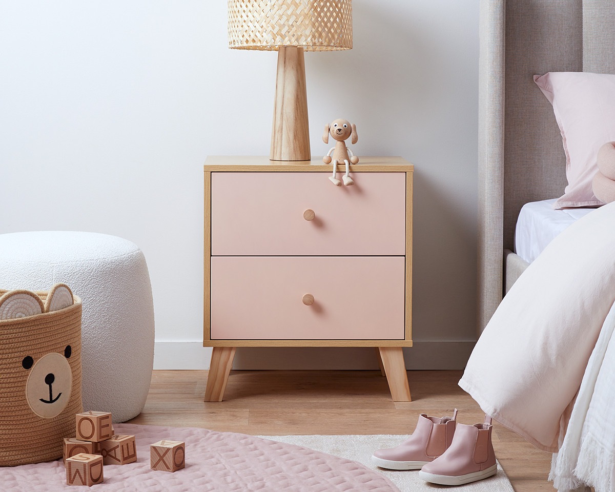 Buy Mocka Aspen Bedside Table - Pink - MyDeal Australia