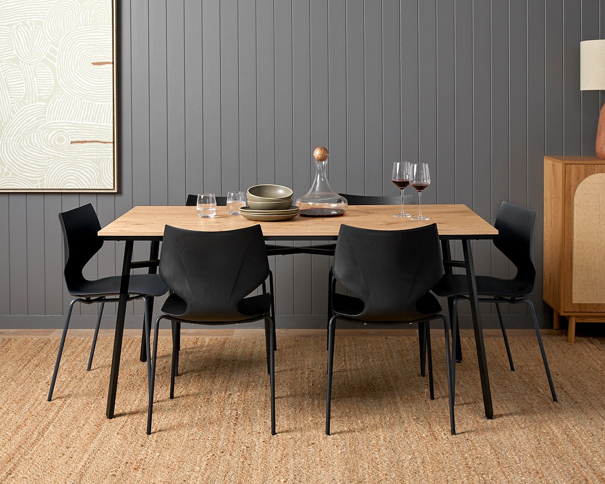Buy Mocka Reese 6 Seater Dining Table - Black - MyDeal Australia