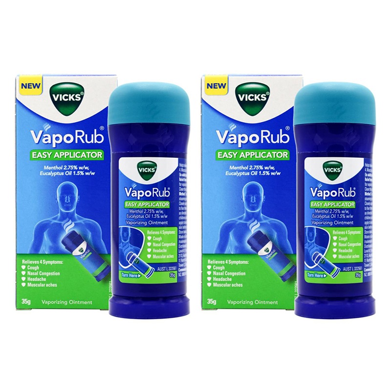 Buy 2 Pack Vicks Vaporub Easy Applicator Vaporizing Ointment 35g - MyDeal