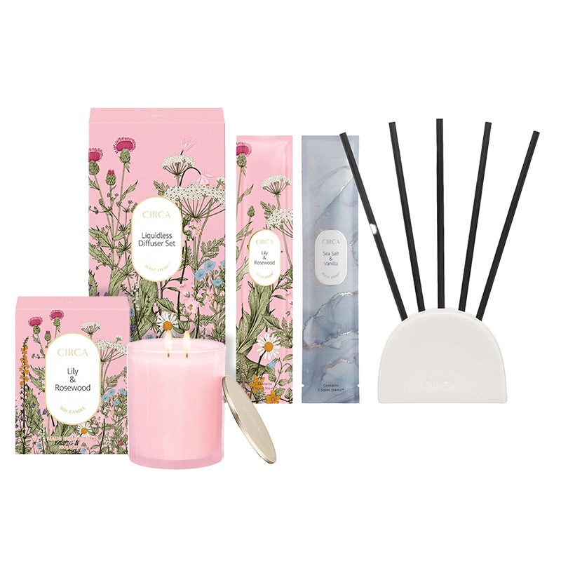 Buy Circa Lily & Rosewood 350g Soy Candle & Liquidless Diffuser Duo ...