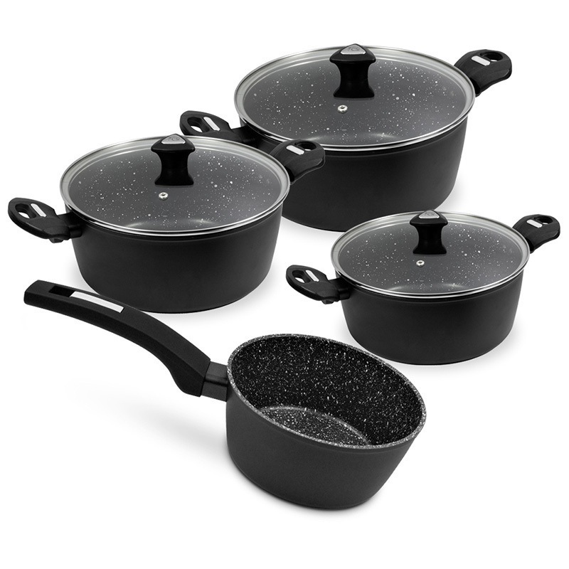 Buy CS-KOCHSYSTEME Marburg 7 Piece Non-Stick Cookware Set Black ...