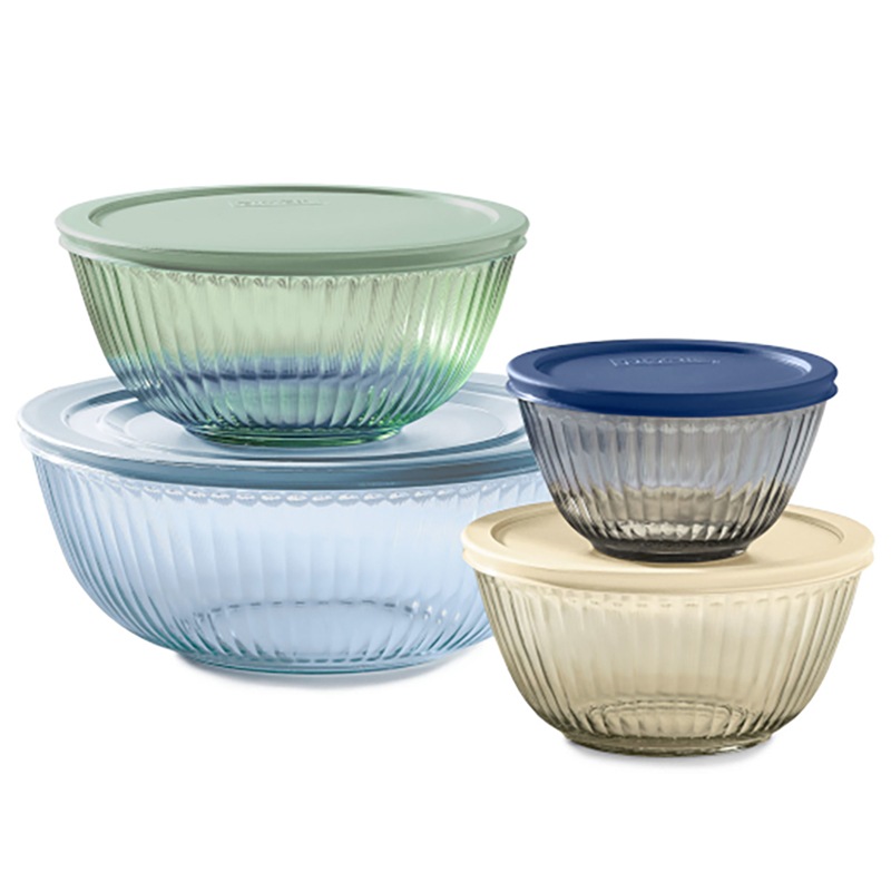 Buy Pyrex Sculpted 8 Piece Glass Mixing Bowls - MyDeal Australia