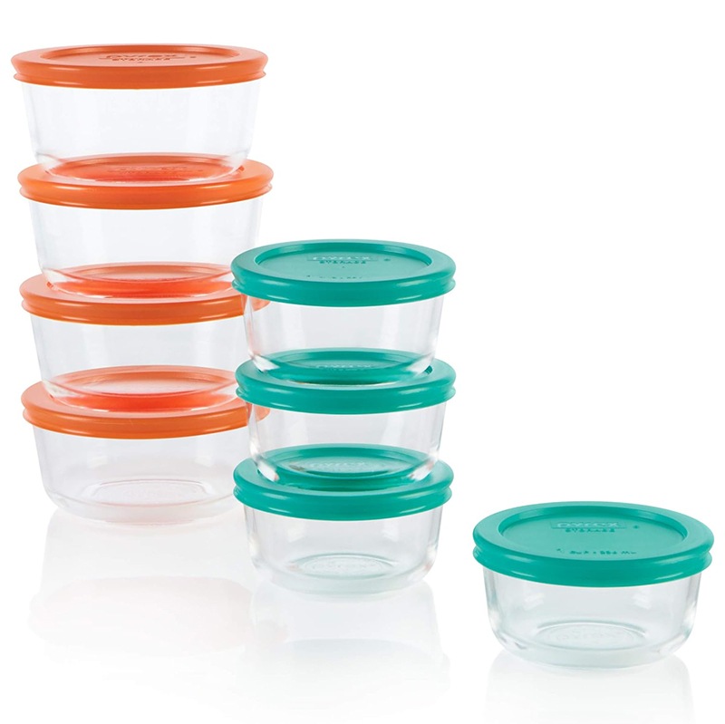 Buy Pyrex Simply Store 16-Piece Round Glass Food Container Set with ...