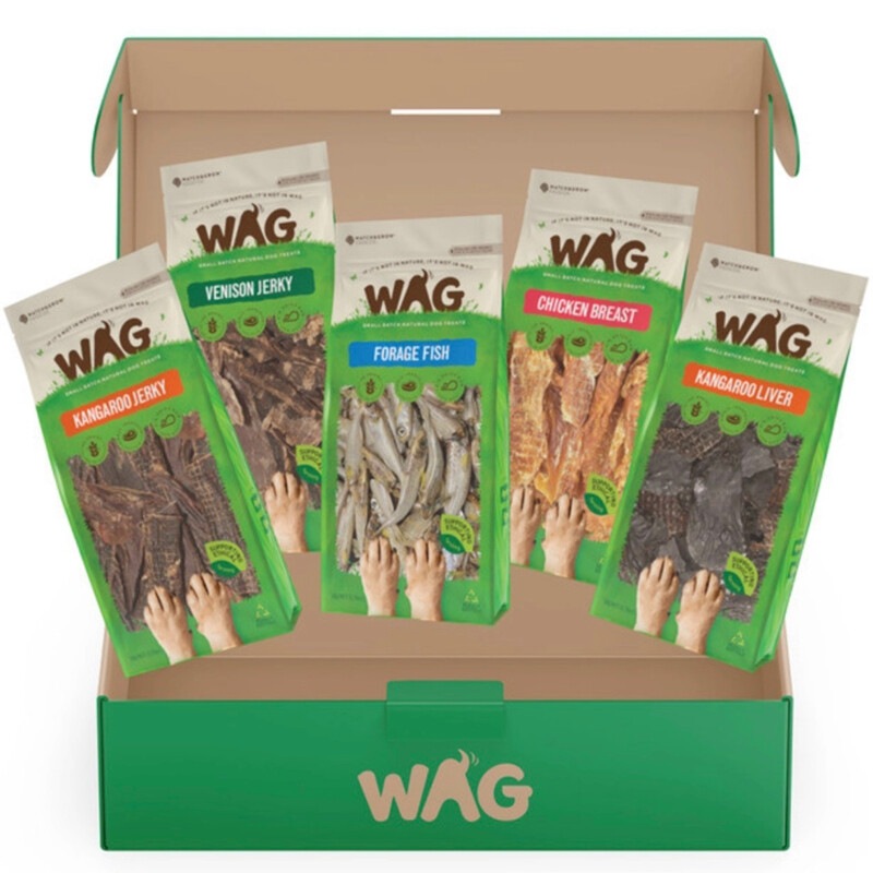Buy WAG 5 x 50g Kangaroo Jerky, Chicken Breast, Venison, Kangaroo Liver ...