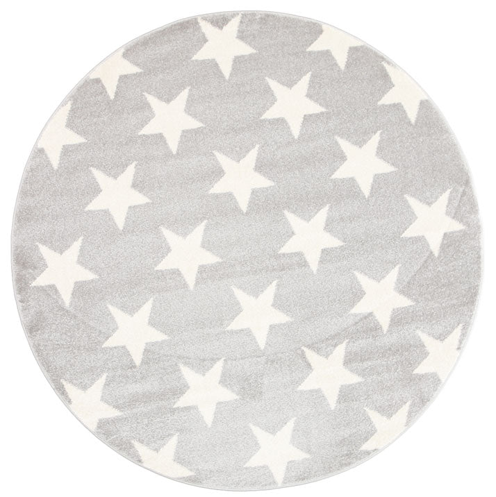 Buy Piccolo Stars Kids in Charcoal and White Round Rug - MyDeal Australia