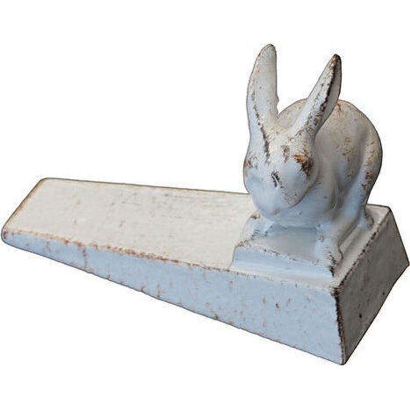 Buy Cute Rabbit Doorstop Hand Made Cast Iron Antique White - MyDeal