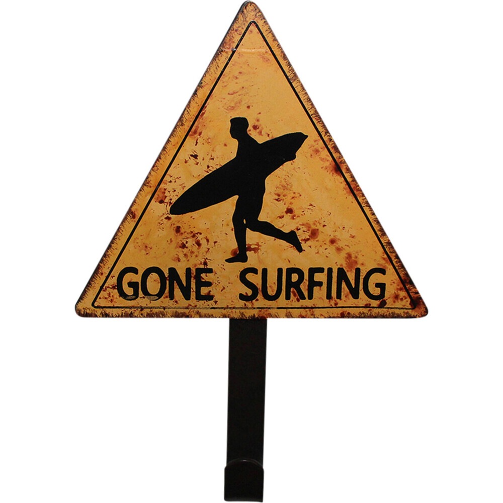 Buy Gone Surfing Sign and Hook Rustic Metal - MyDeal Australia