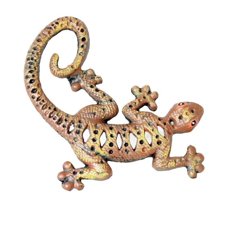 Buy Mr Gecko Cast Iron Gecko Lizard for Wall Tree Fence Gold Decor ...