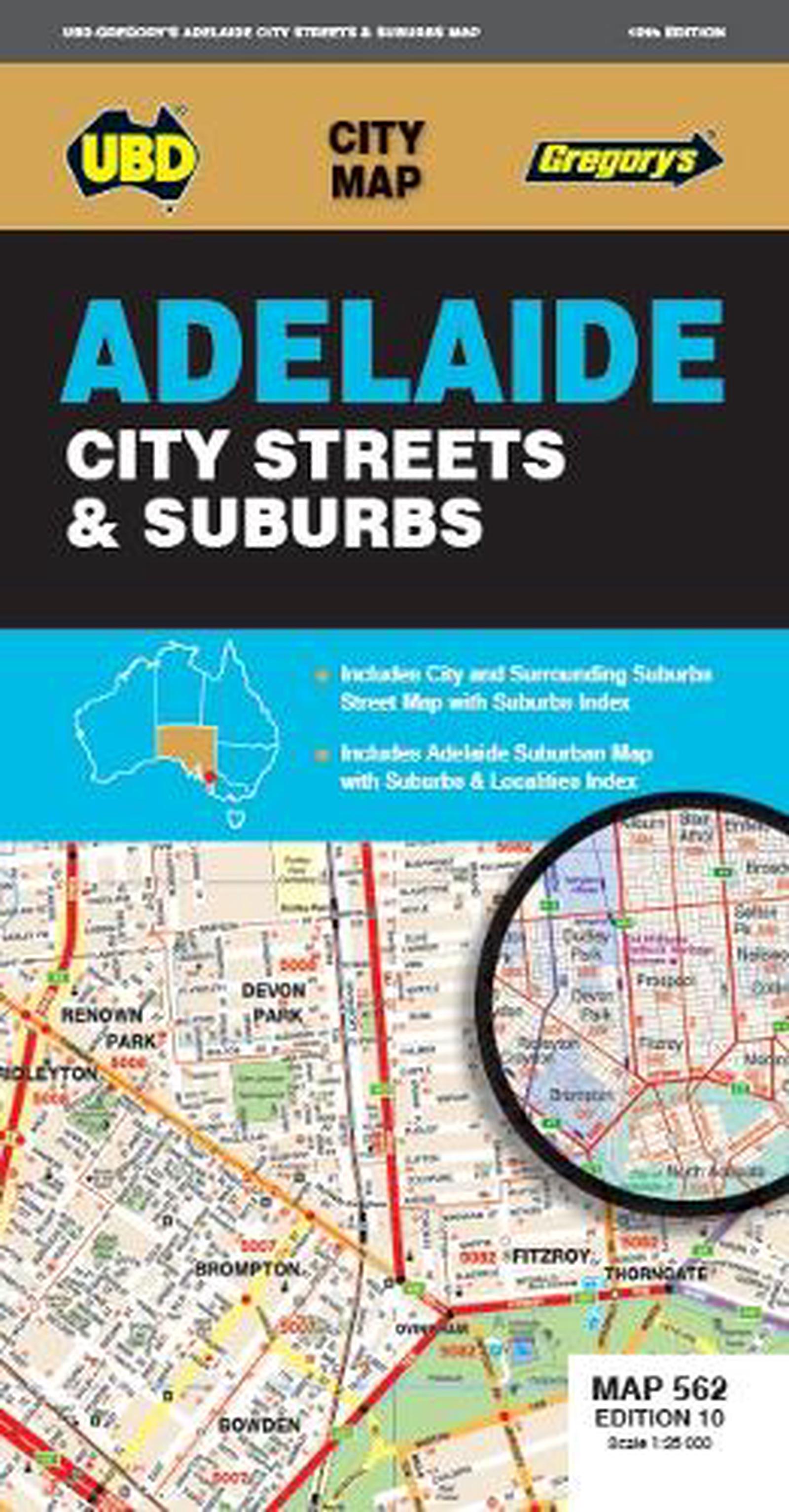 Buy Adelaide City Streets & Suburbs Map 562 10th - MyDeal Australia