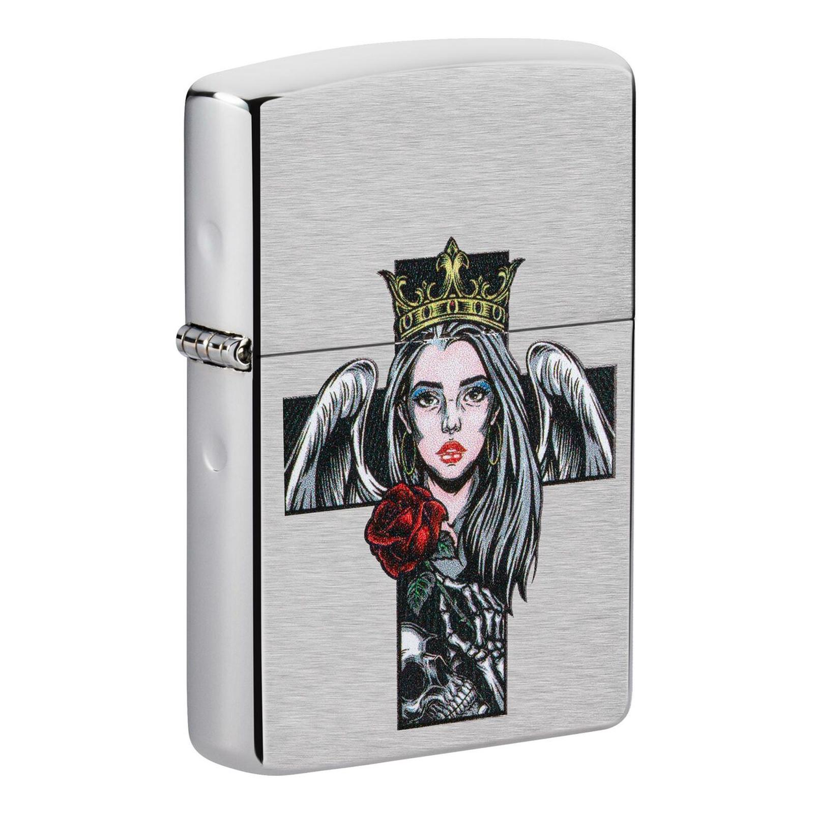 Buy Angel Cross Tattoo Brushed Chrome Lighter - MyDeal Australia