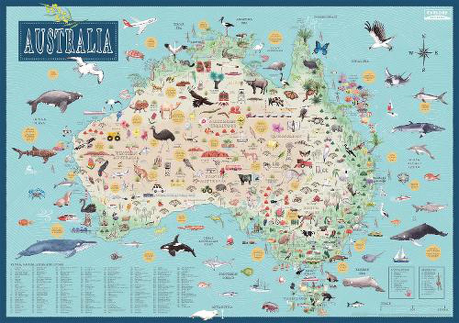 Buy Australia: Illustrated Wall Map - MyDeal Australia