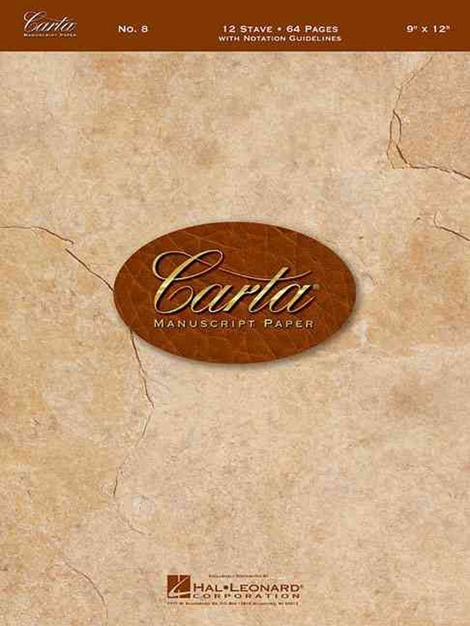 Buy Carta Manuscript Paper, No. 8: 12 Stave with Notation Guidelines ...