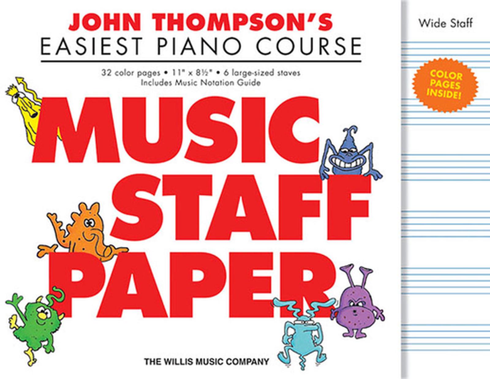 Buy John Thompson's Easiest Piano Course - Music Staff Paper: Wide ...