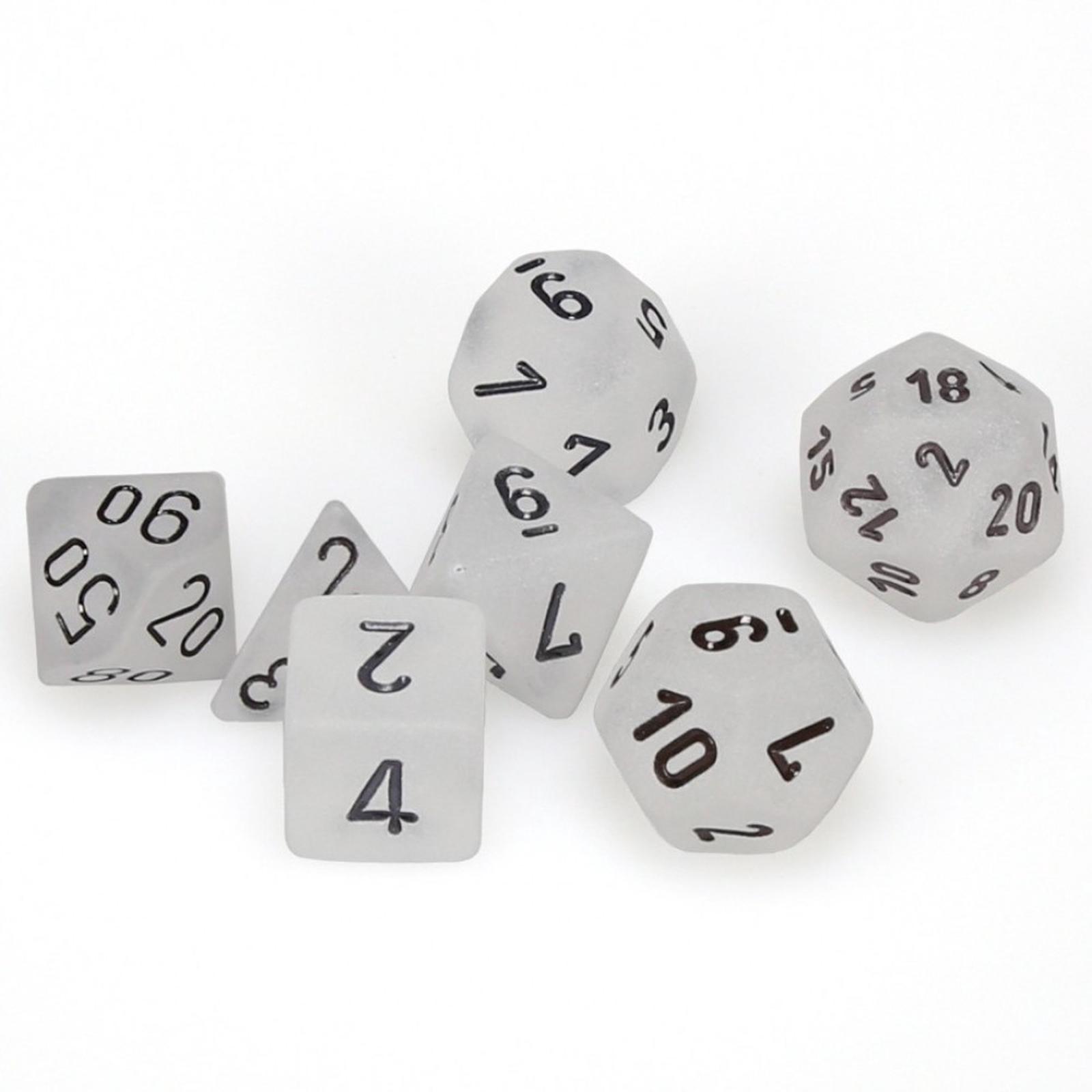 Buy Polyhedral Dice - 7D Frosted Clear/Black Set - MyDeal Australia