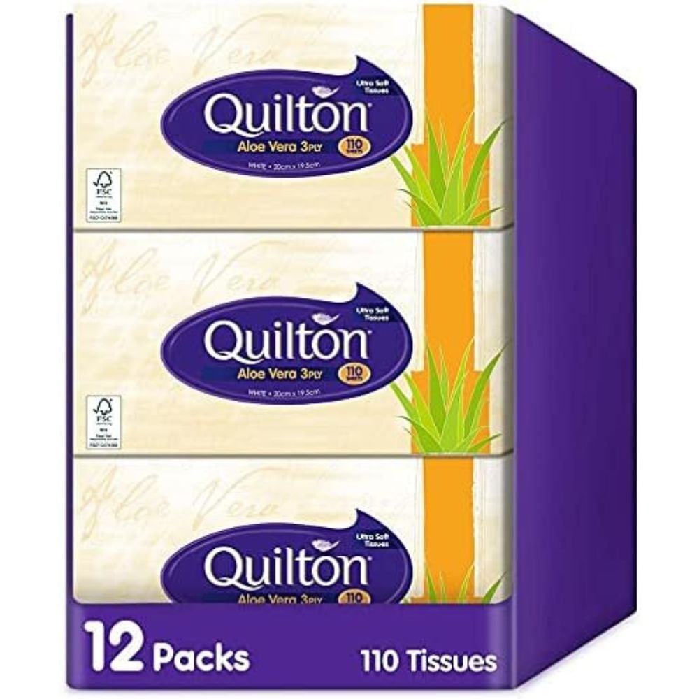 Buy Quilton 3 Ply Aloe Vera Facial tissues, (12 boxes of 110 tissues ...