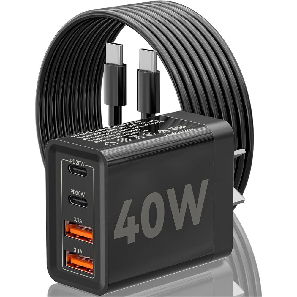 Buy USB C Fast Charger, 40W Dual USB-C Wall Charger, 4-Port 20W USB C ...