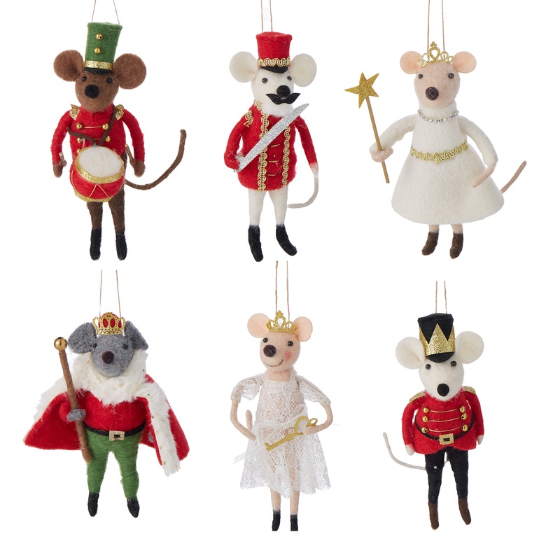 Buy Rogue Christmas Ornaments Set of 6 Wool Mouse Nutcrackers Soldiers ...