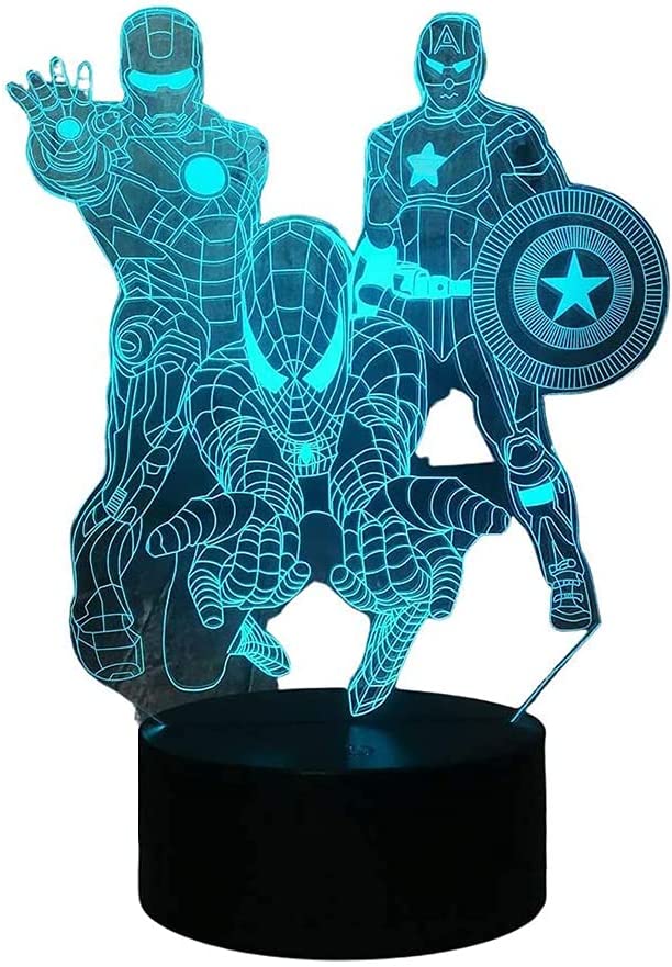 Buy 3D Marvel The Avengers Led Night Light Spiderman Ironman Table Lamp ...
