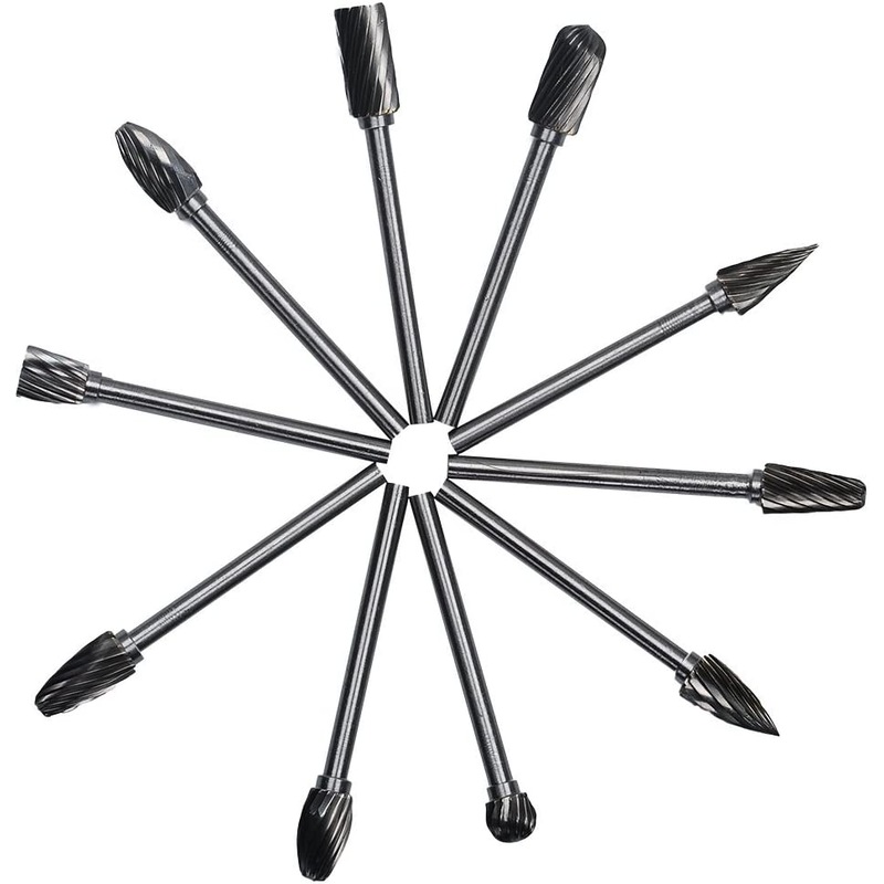 Buy Carbide rotary files set 10 pcs 1/8" shank helix single cut for ...