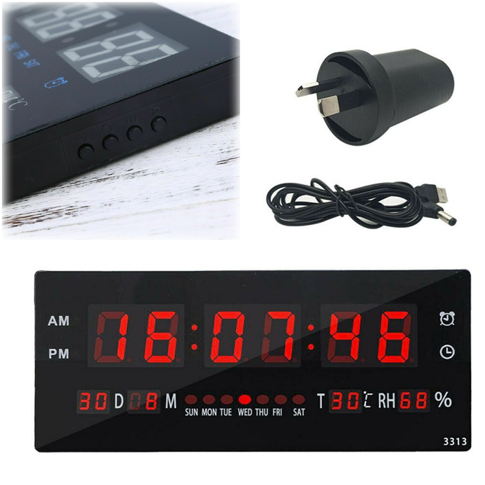 Buy Large Digital LED Wall Clock Big Jumbo Desk Home With Calendar ...