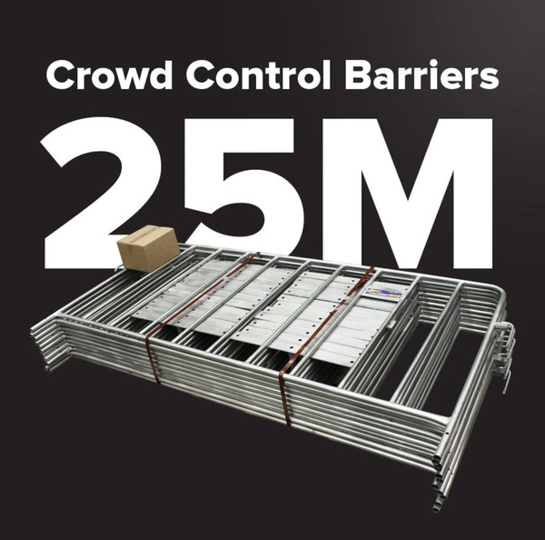 Buy 25m Pack of 2.2m Galvanised Crowd Control Barriers - MyDeal Australia
