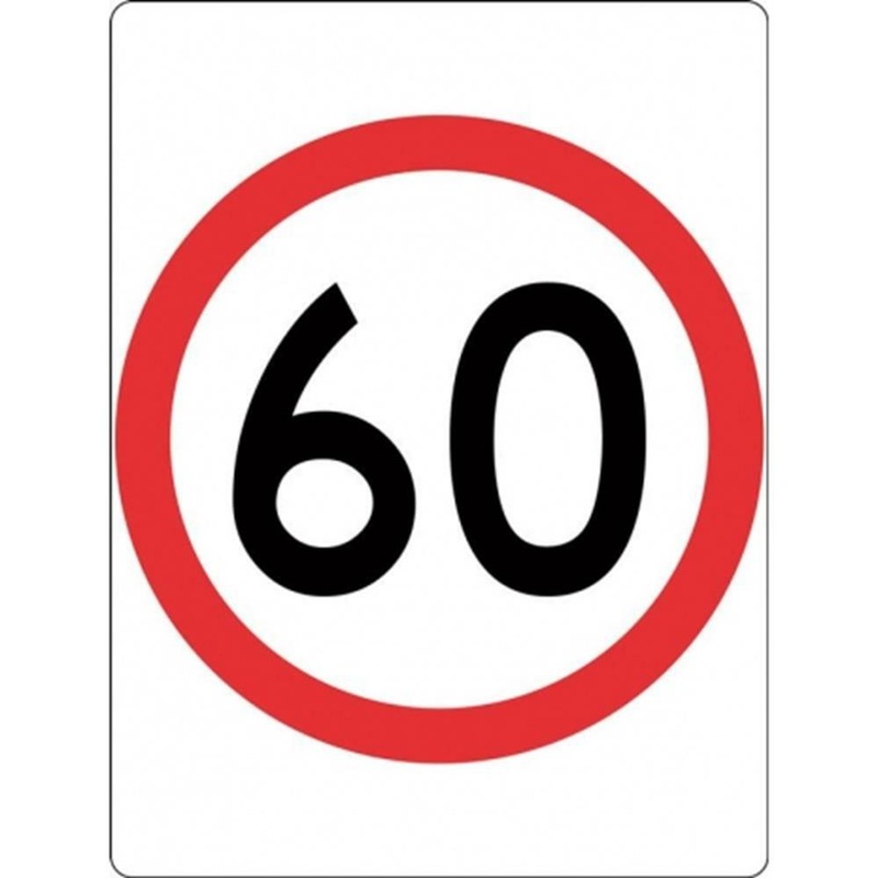 Buy 60km Speed Sign - 450x600mm - Aluminium Class 1 Reflective - MyDeal