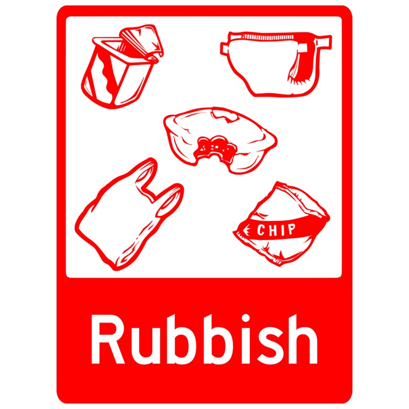 Buy General Sign - Rubbish Red & White - MyDeal