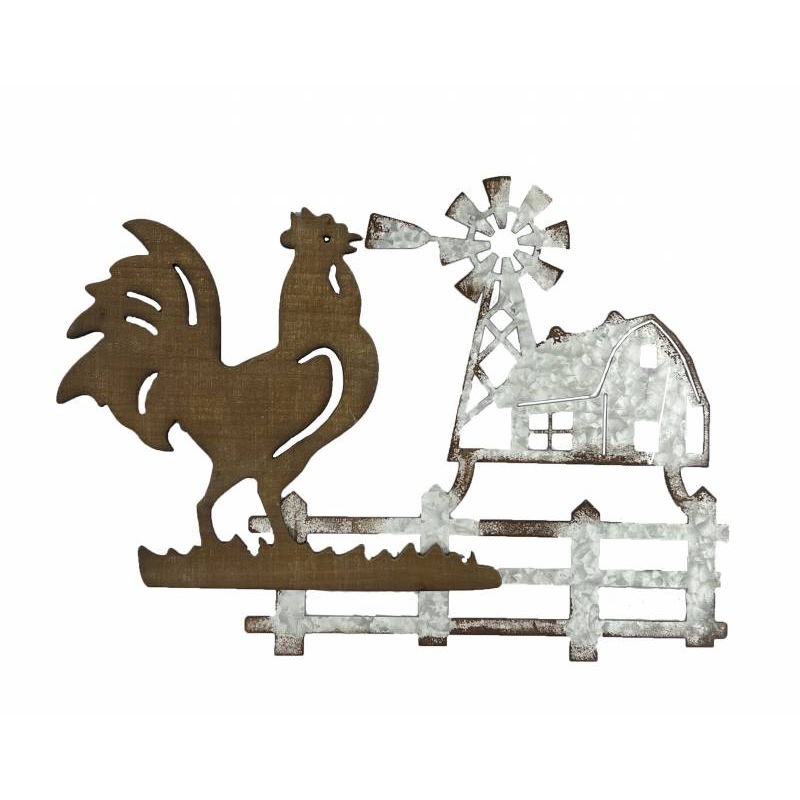 Buy Set 2 Farmhouse Metal Wall Art 60x43cm - MyDeal