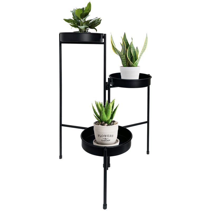 Buy Three Tier Black Folding Plant/ Display Stand 46x61cm - MyDeal